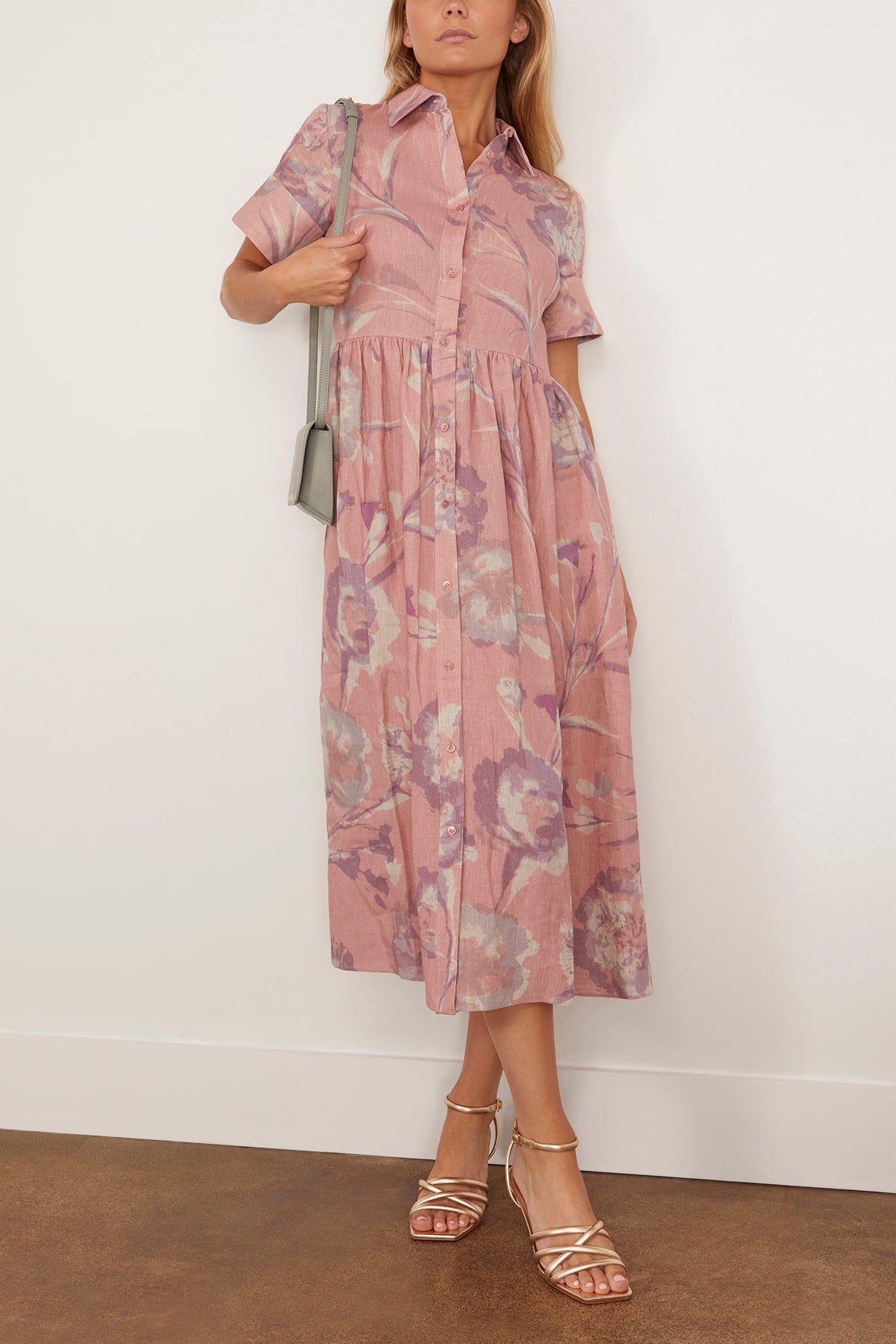 Short Sleeve Shirt Dress - Carnation Cyanotype Rose | SHOP BAZAAR