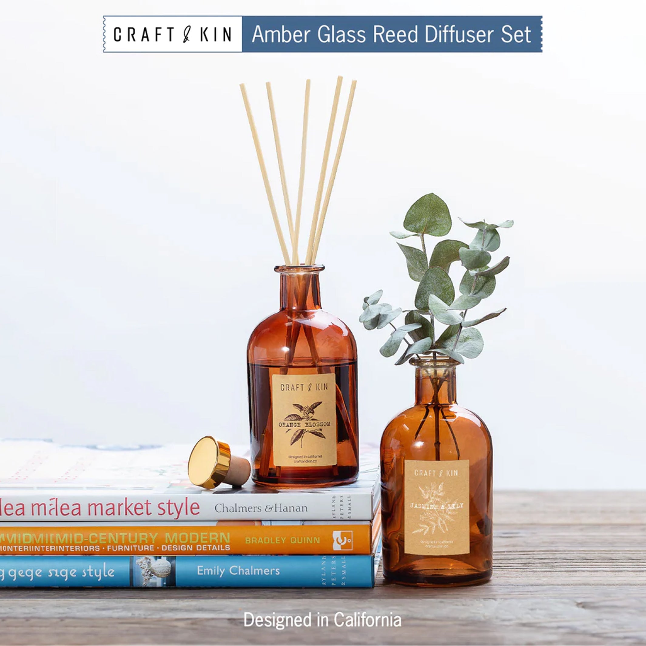 Amber Glass Reed Diffuser Set - Patchouli & Amber | SHOP BAZAAR