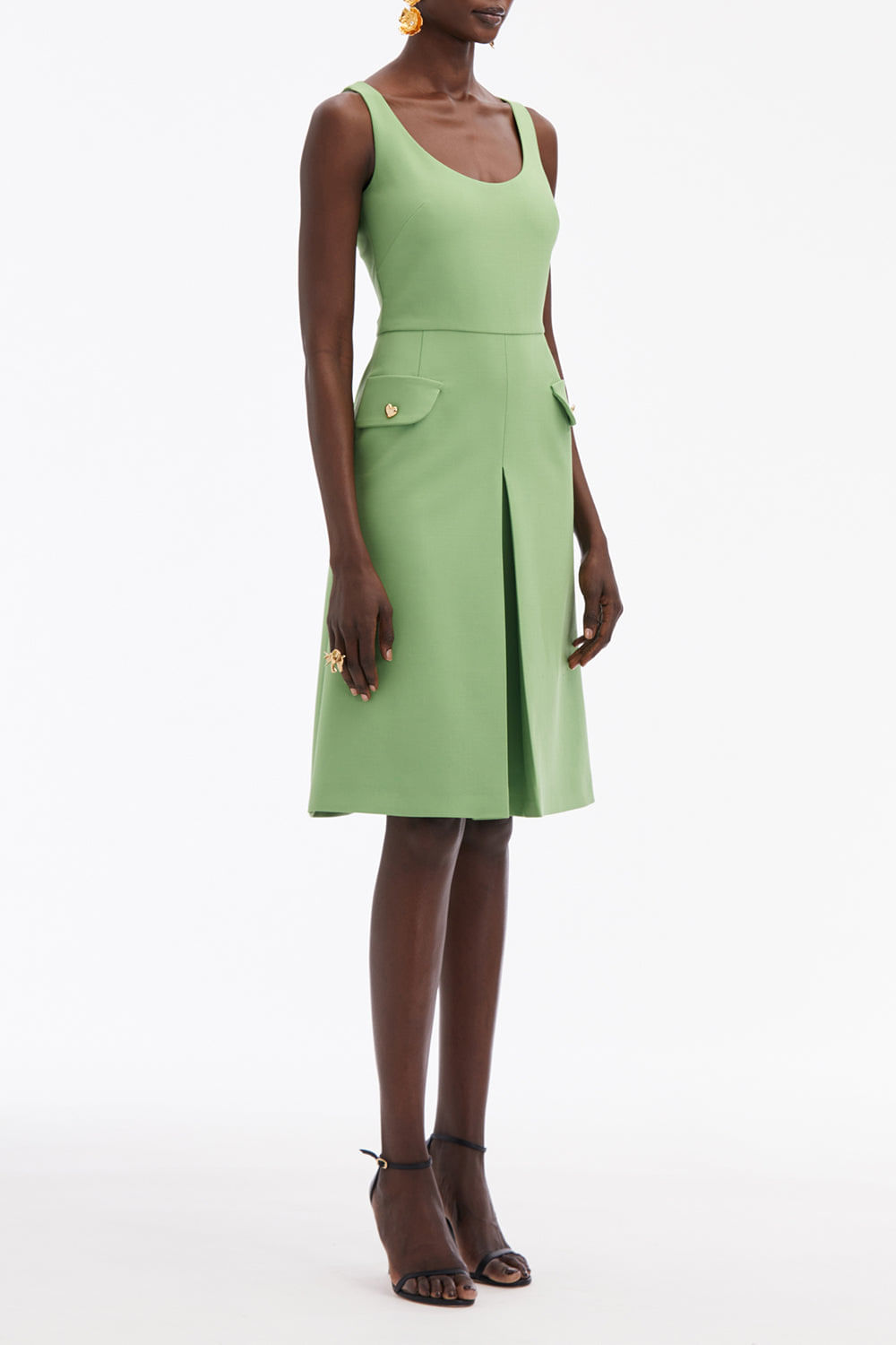 Sleeveless Inverted Button Dress | SHOP BAZAAR