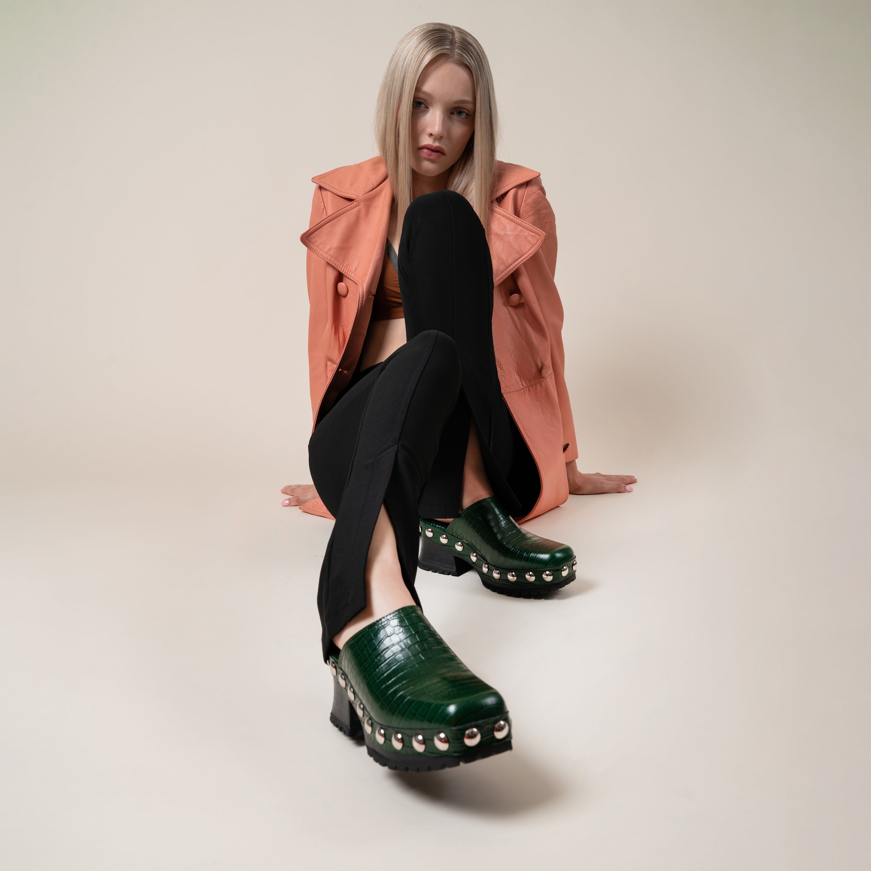 Clog Emerald Crocco | SHOP BAZAAR