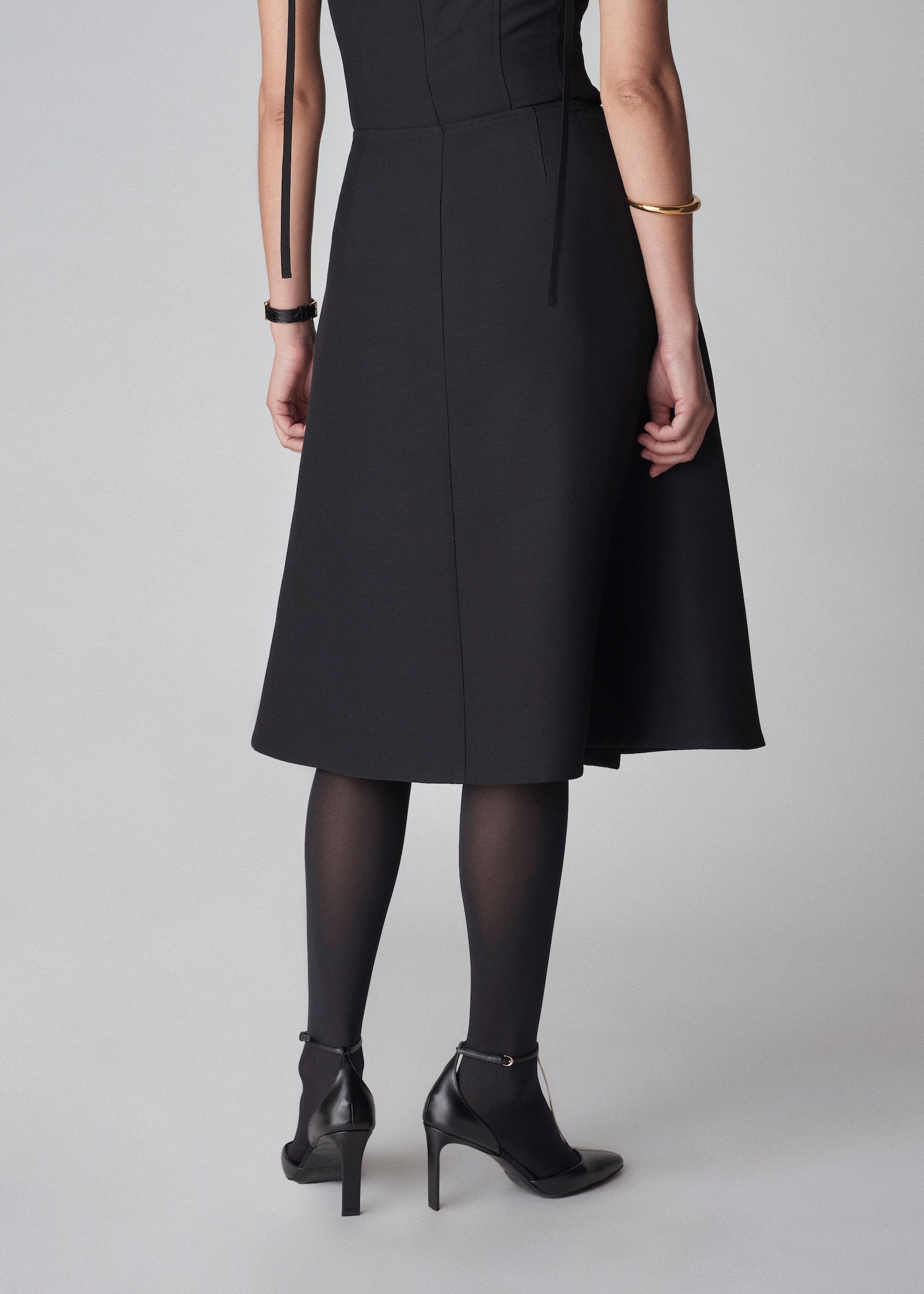 A-Line Wrap Skirt in Smooth Faille - Black | SHOP BAZAAR