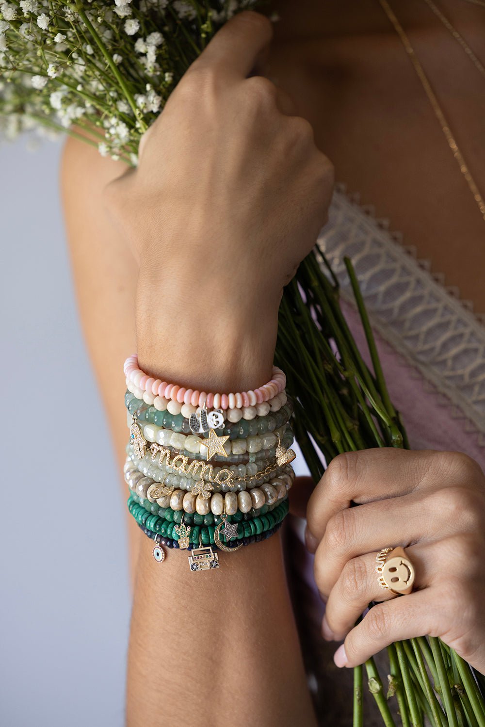 Evil Eye Moonstone Charm Bracelet | SHOP BAZAAR