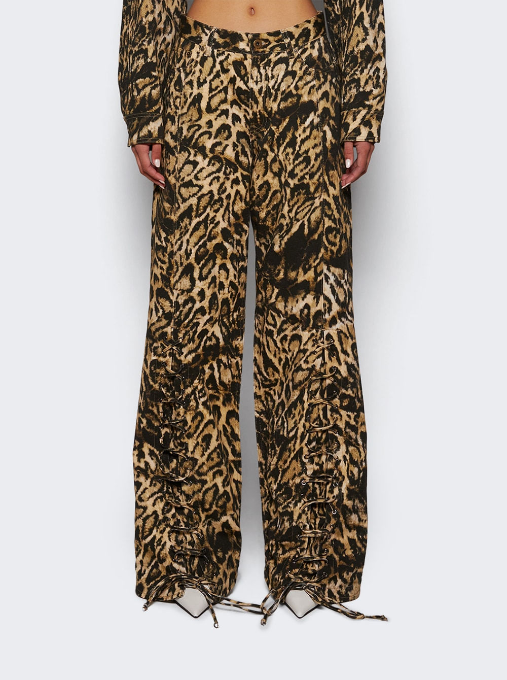 Denim Pants with Lacing Detail | SHOP BAZAAR