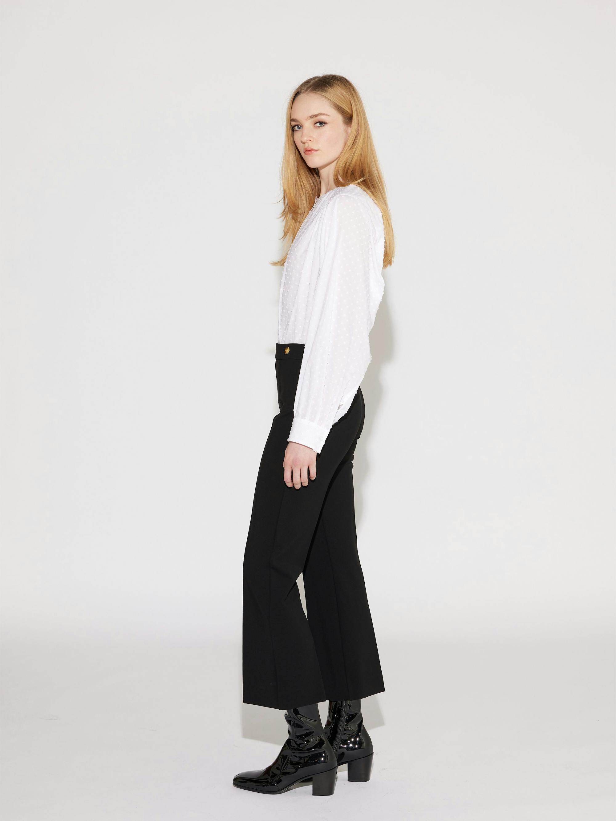 Lola - High Density Crepe Stretch Cropped Flare Trouser | SHOP BAZAAR