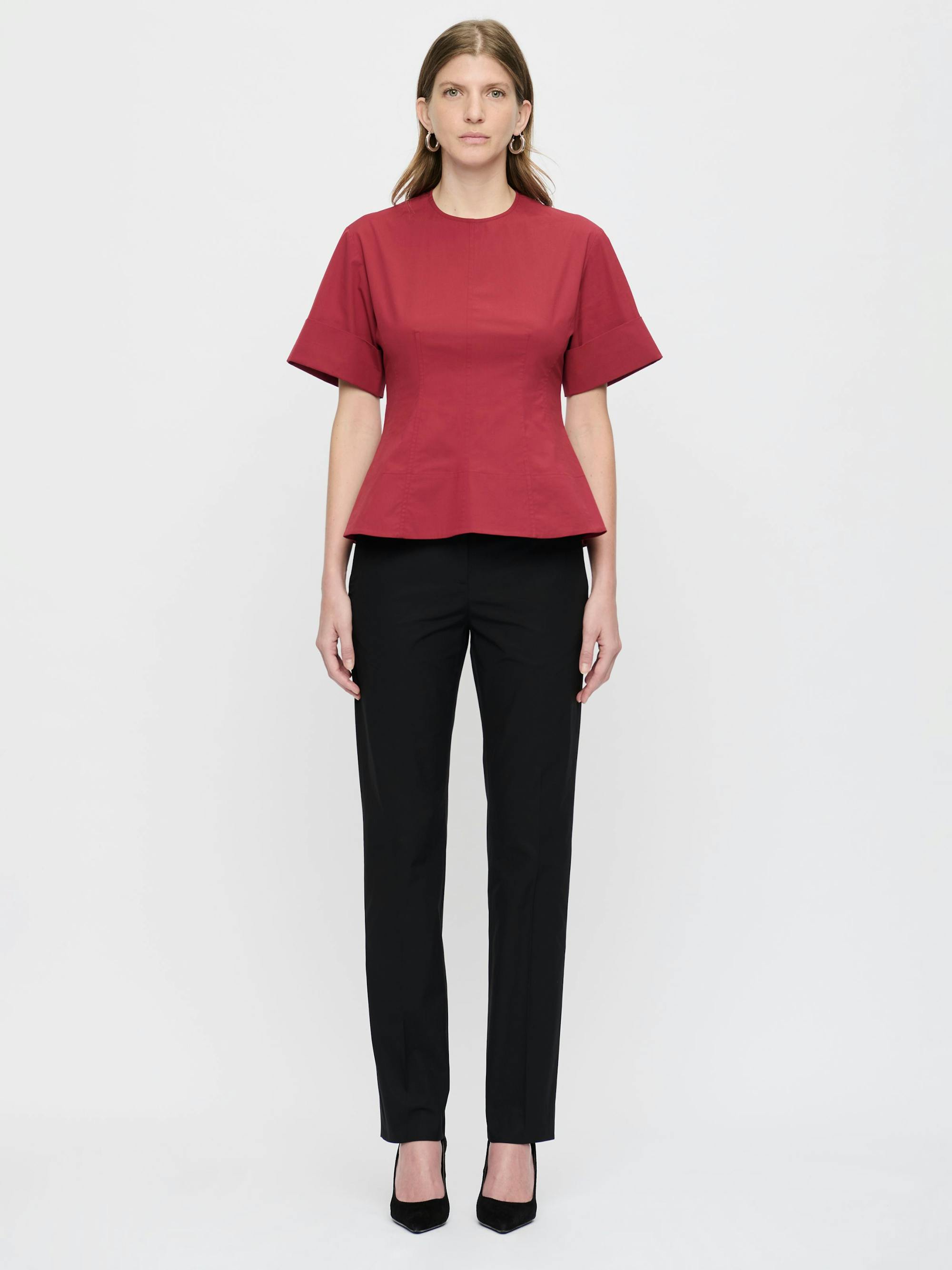 Clare - Crewneck Short Sleeve Fit and Flare Top | SHOP BAZAAR