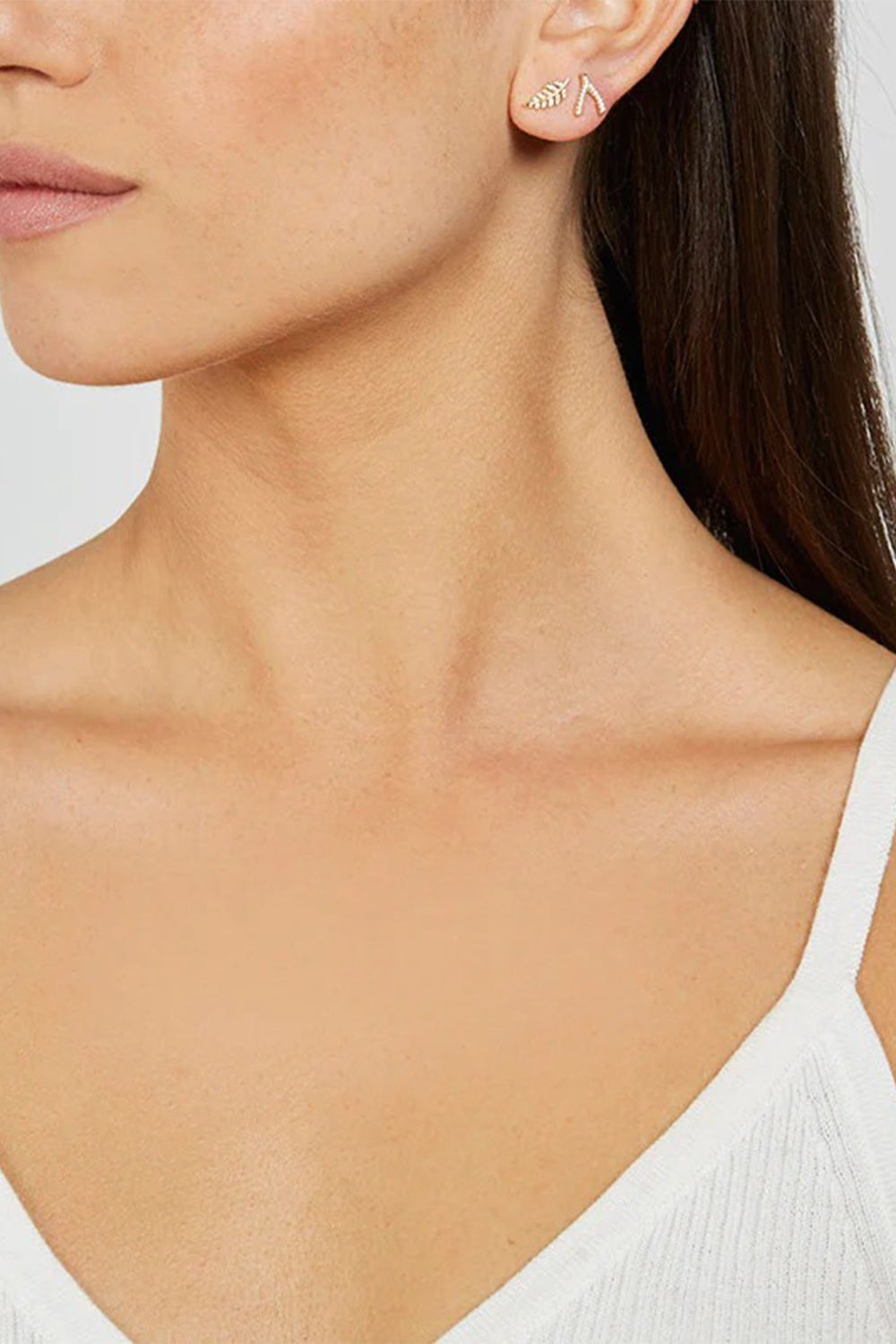 Mini Diamond Leaf Studs | SHOP BAZAAR