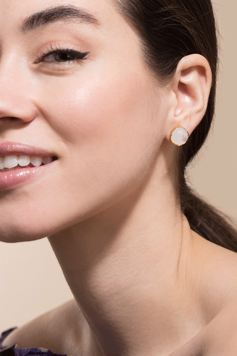 Rainbow Moonstone Studs | SHOP BAZAAR