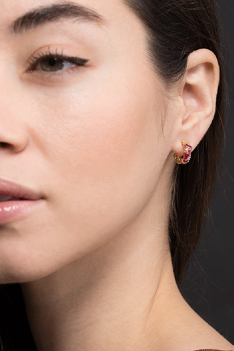 Small Ruby Fireworks Hoop Earrings | SHOP BAZAAR