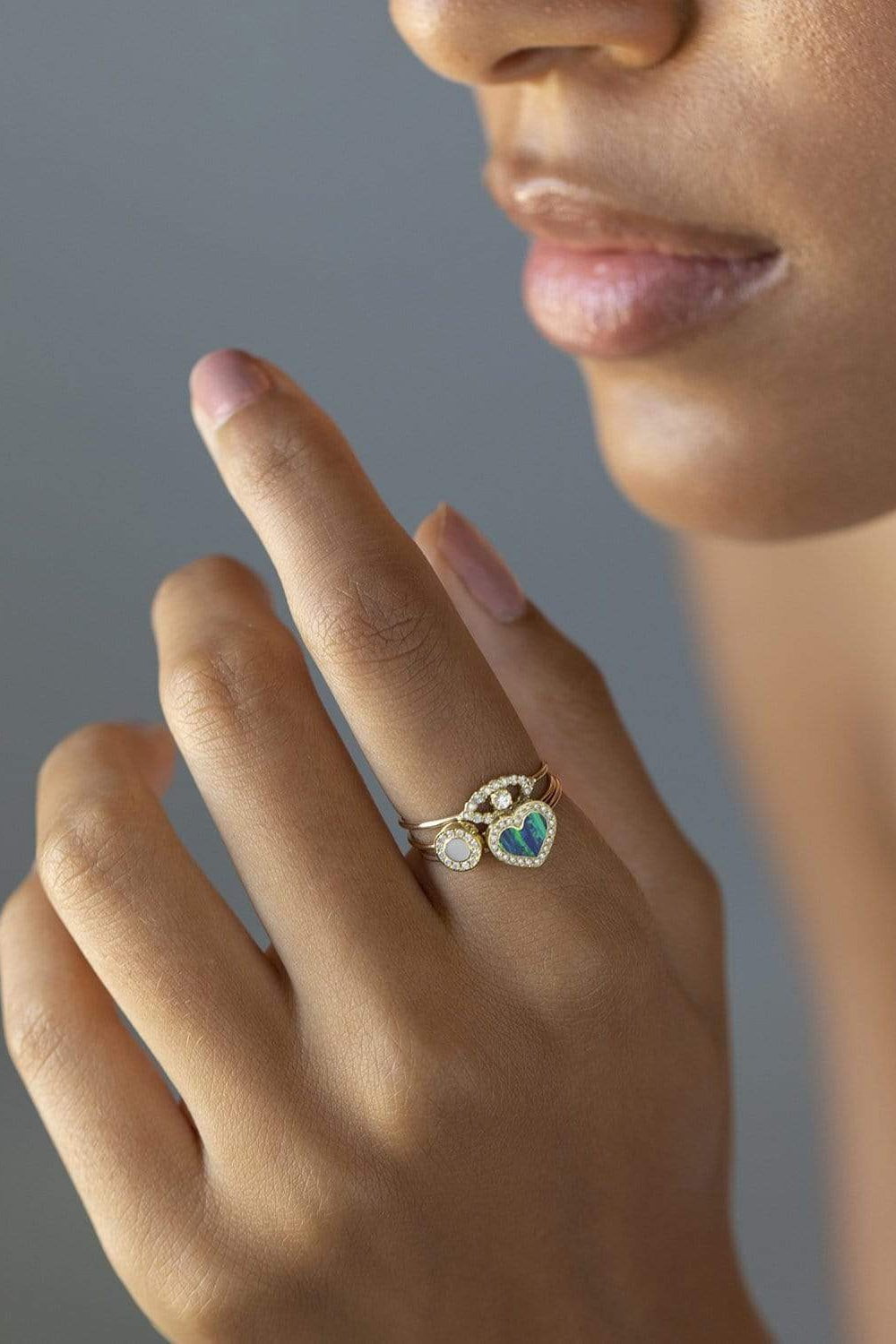 Mini Diamond And Opal Heart Ring | SHOP BAZAAR