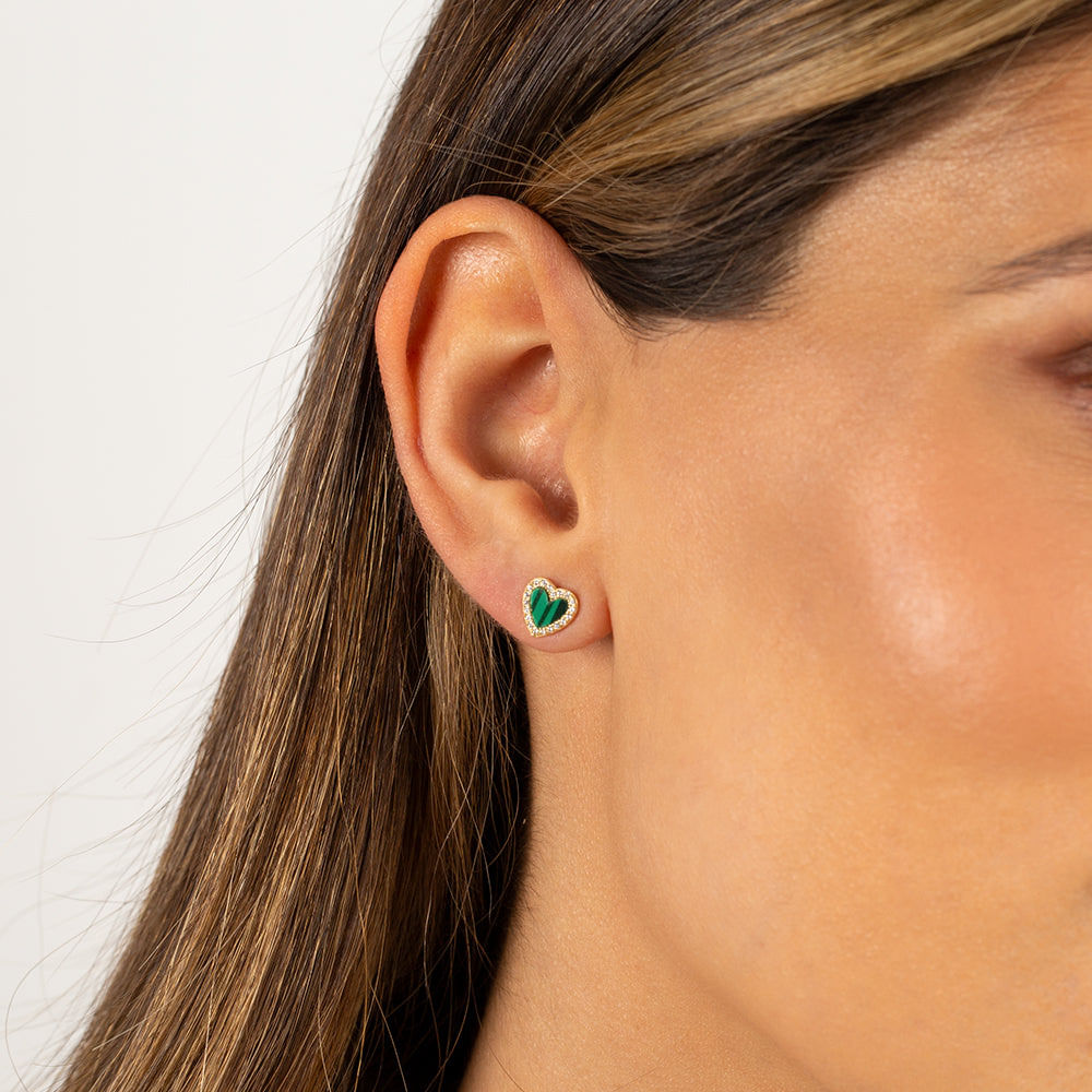Colored Stone Pavé Heart Stud Earring | SHOP BAZAAR