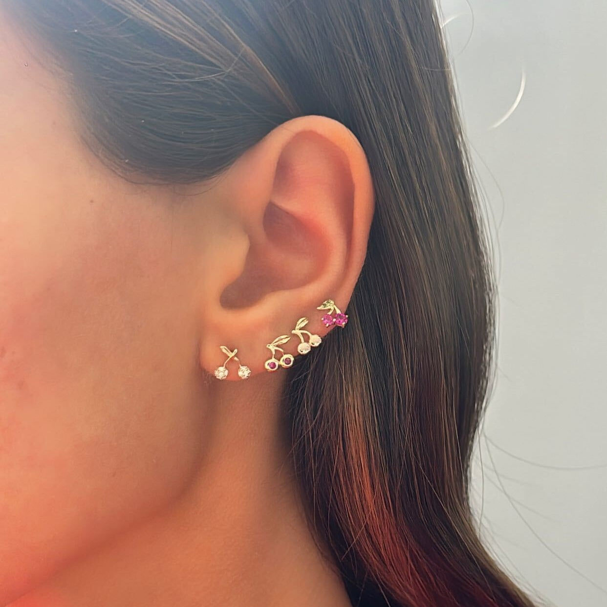 Solid Mini Cherry Stud Earring 14K | SHOP BAZAAR