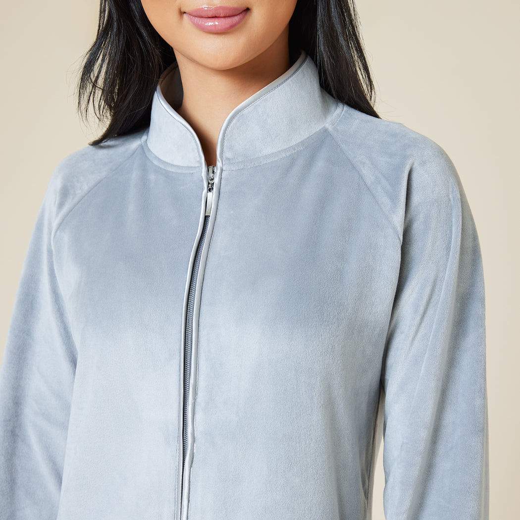 Serenity Shear Mink Mandarin Collar Zip Robe | SHOP BAZAAR