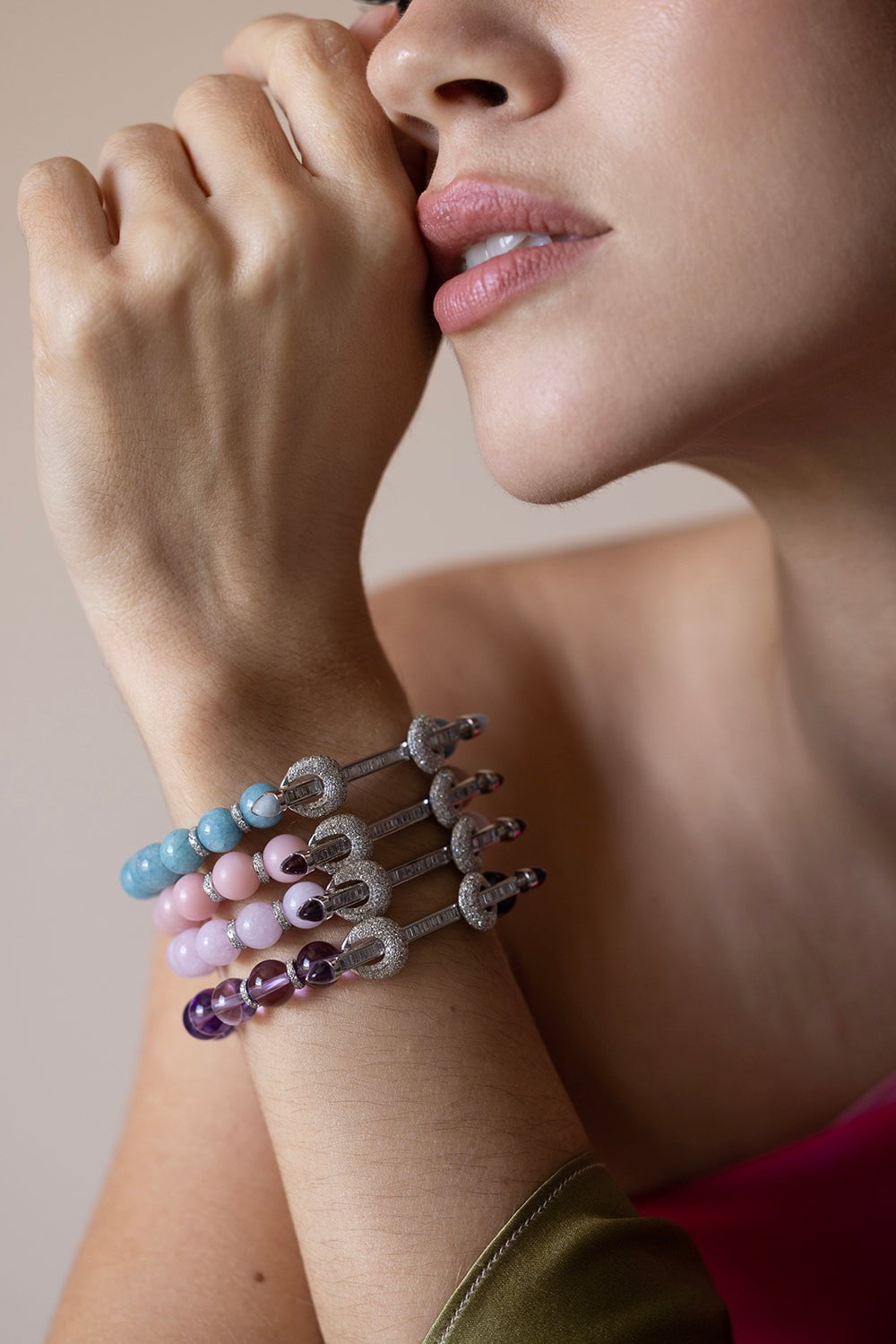 Pink Opal Diamond Chakra Bracelet | SHOP BAZAAR