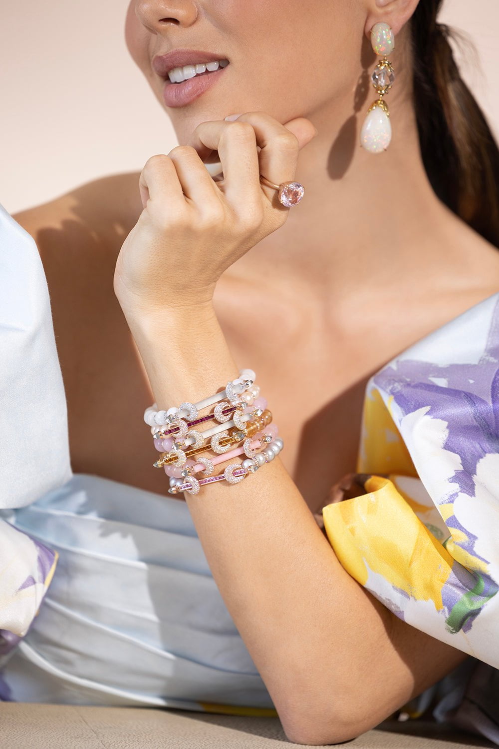 Kunzite Diamond Chakra Bracelet | SHOP BAZAAR
