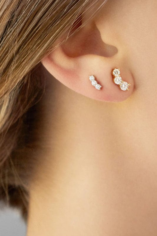 Aria Triplet Studs - Yellow Gold | SHOP BAZAAR