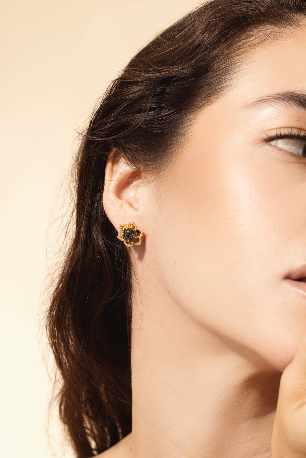 Rustic Diamond Flower Stud Earrings | SHOP BAZAAR