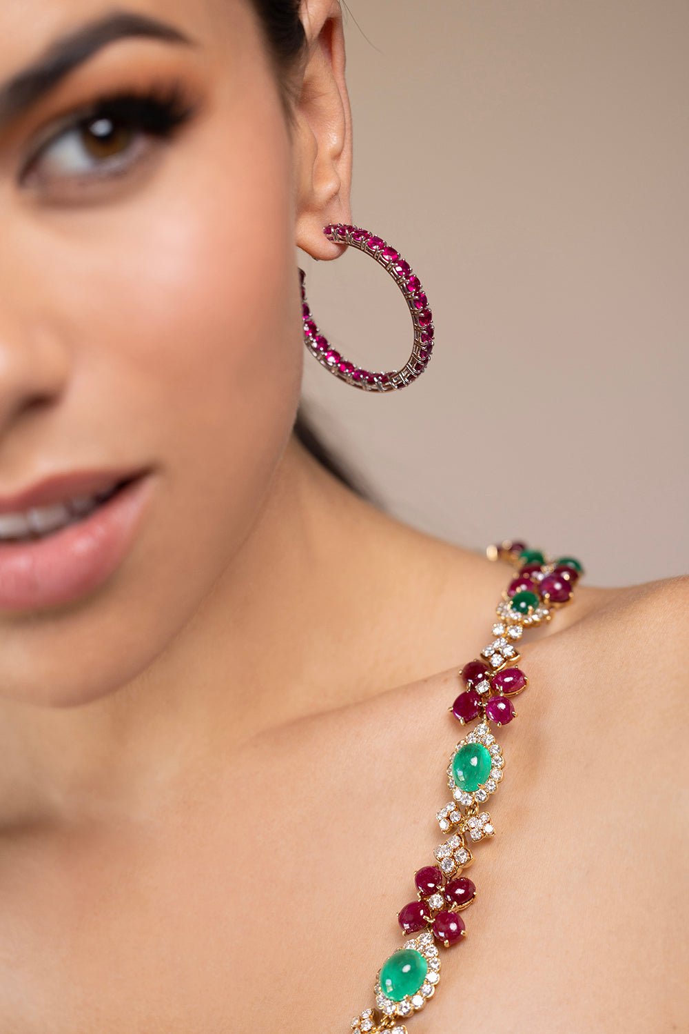 Medium Ruby Eternity Hoops | SHOP BAZAAR
