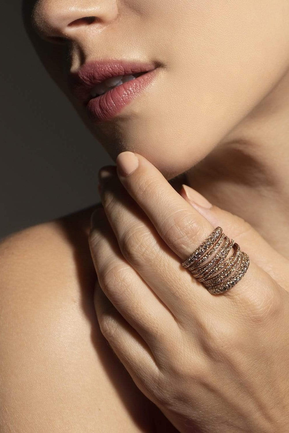 Tall Cognac Diamond Scribble Ring | SHOP BAZAAR