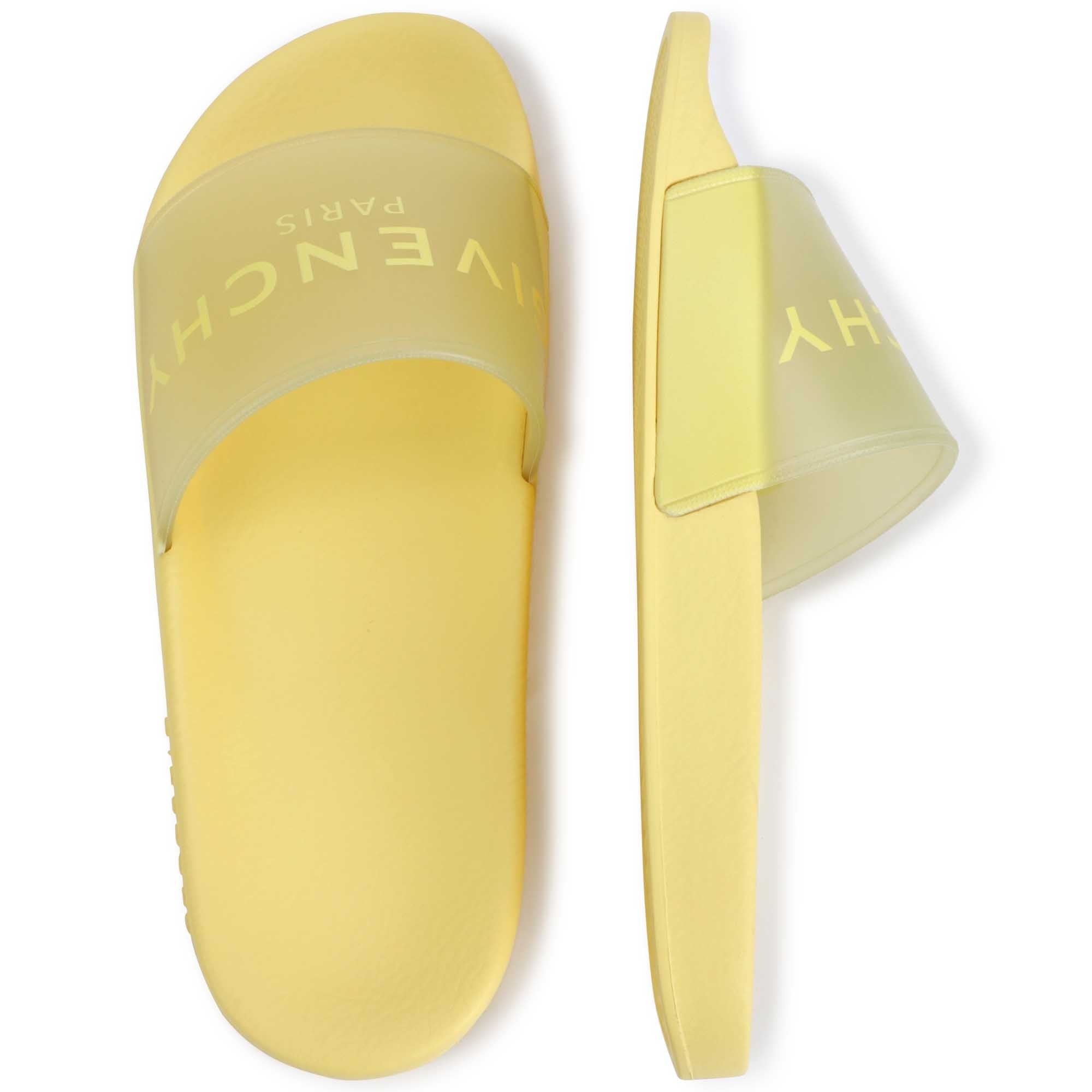 Yellow Logo Rubber Slides | SHOP BAZAAR
