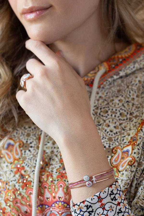 Pink Tourmaline and Lilac Enamel Bracelet | SHOP BAZAAR