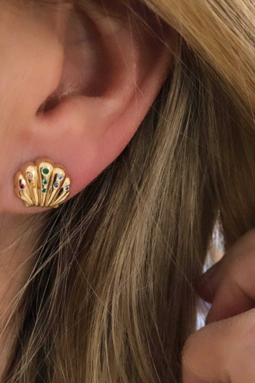 Small Rainbow Shell Studs | SHOP BAZAAR