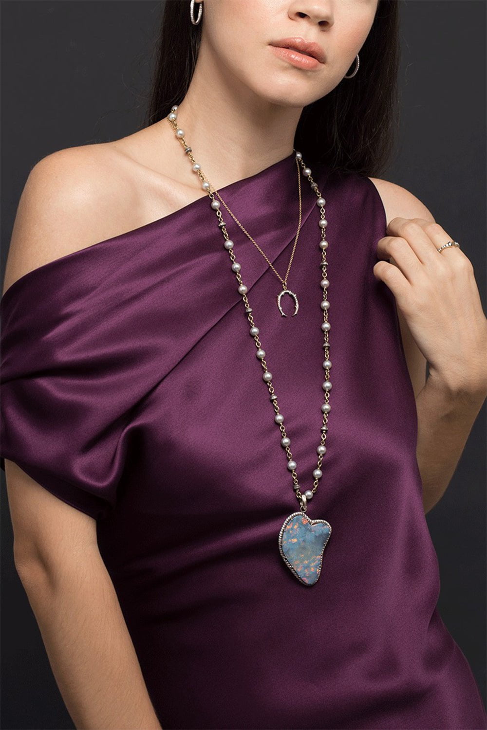 Large Opal and Round Brilliant Cut Diamond Pendant | SHOP BAZAAR