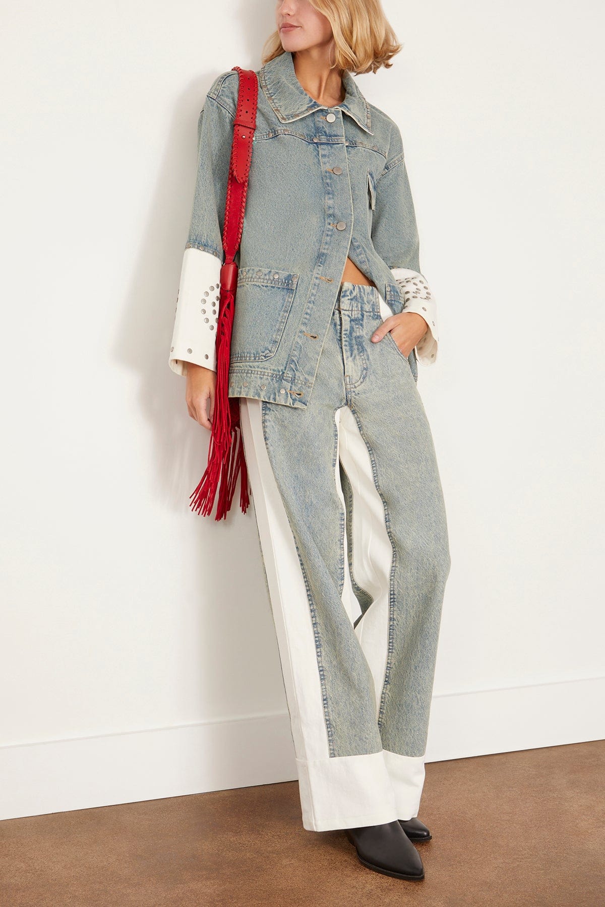 Liam Pieced Denim Jeans - Blue | SHOP BAZAAR