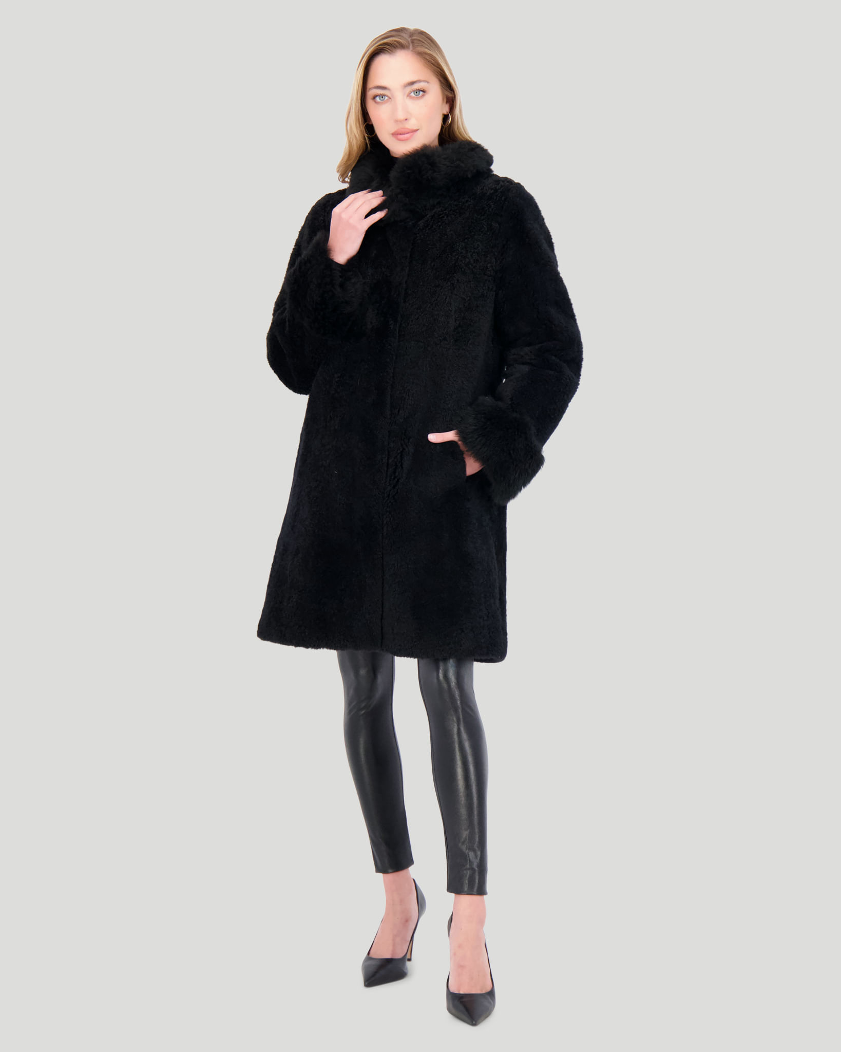 Sheared Select Cashmere Goat Jacket with Select Cashmere Goat Collar ...