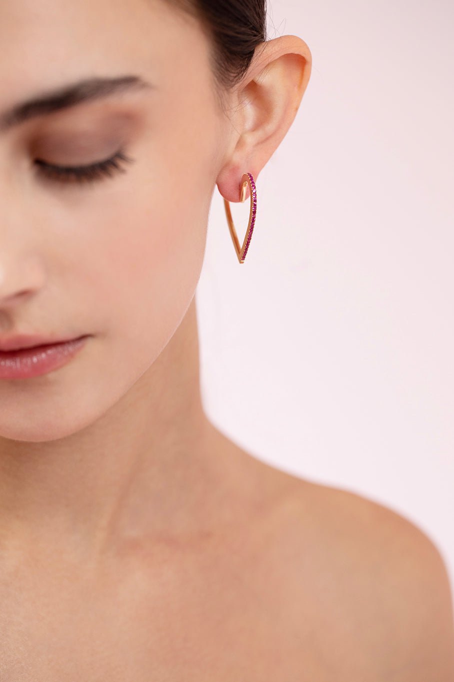 Large Ruby Heart Hoops | SHOP BAZAAR