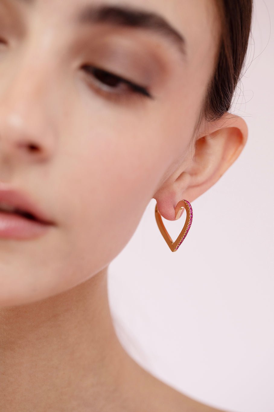 Medium Ruby Heart Hoops | SHOP BAZAAR