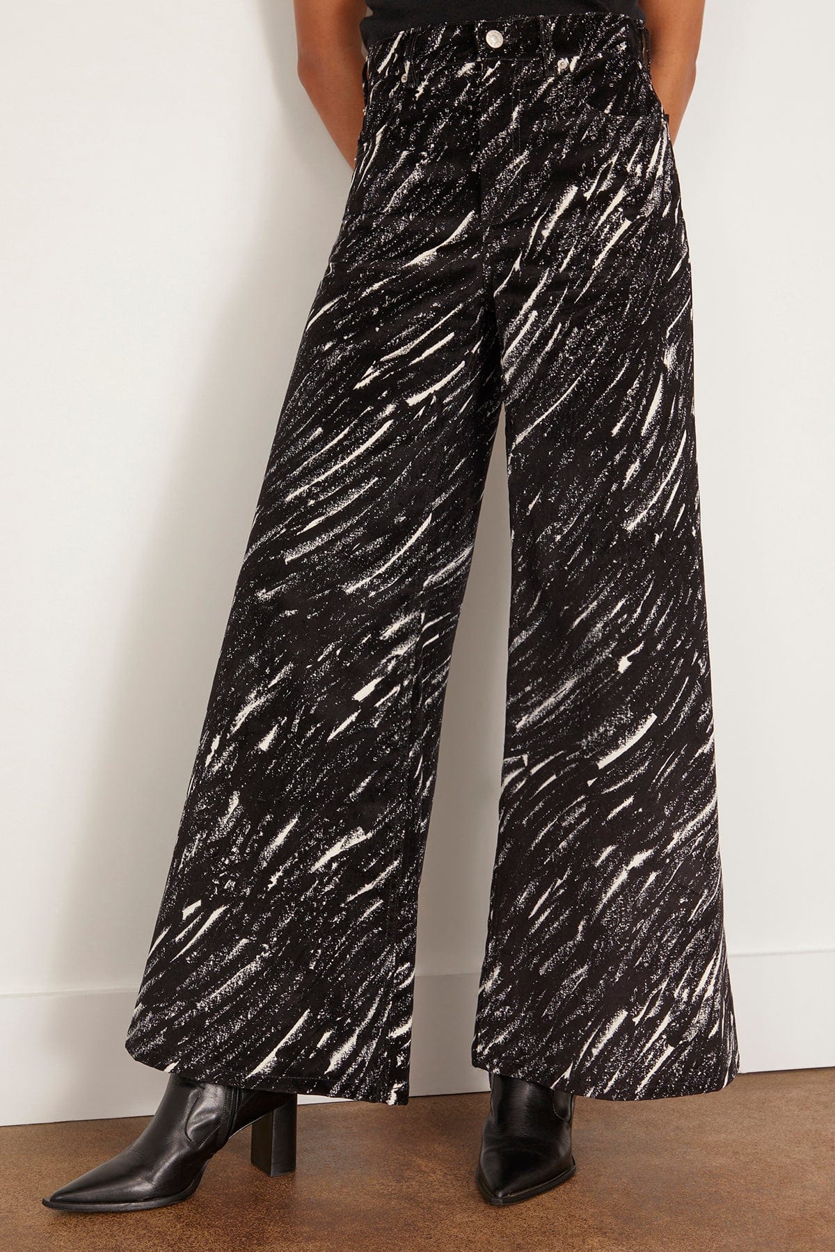 Crayon Flock Stretch Denim Trousers - Black | SHOP BAZAAR