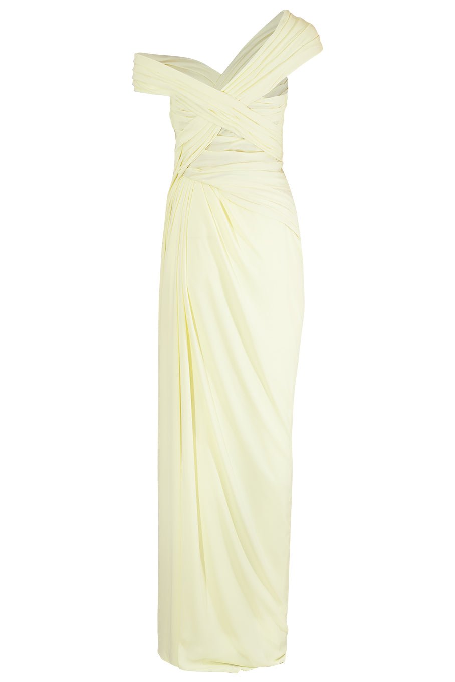 Off The Shoulder Drape Gown - Pale Yellow | SHOP BAZAAR