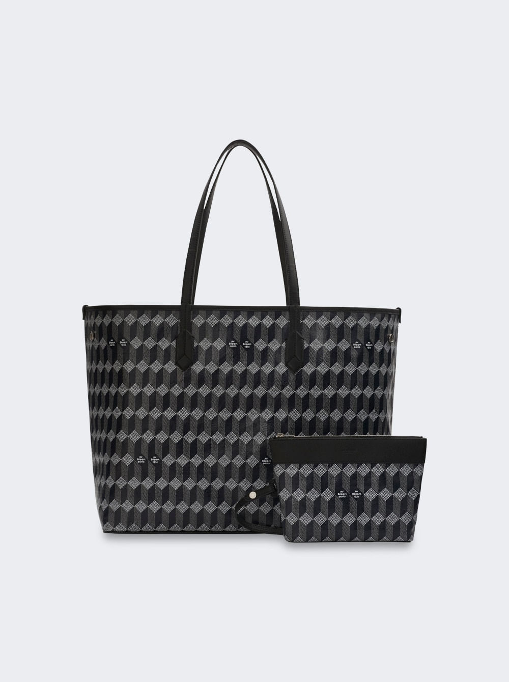 Coated Canvas 55 Tote Black And Marine Blue | SHOP BAZAAR