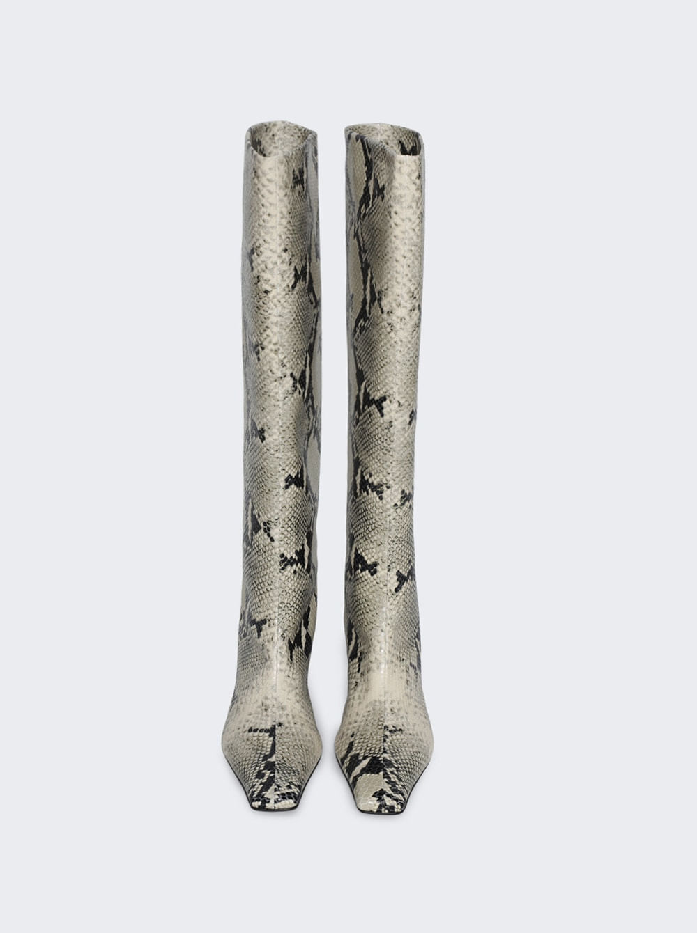 Ona Knee High Boot Natural Python-embossed Leather | SHOP BAZAAR