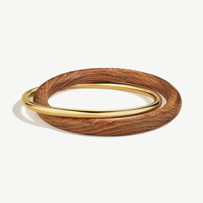 Teak Interlocking Bangle Bracelets | SHOP BAZAAR