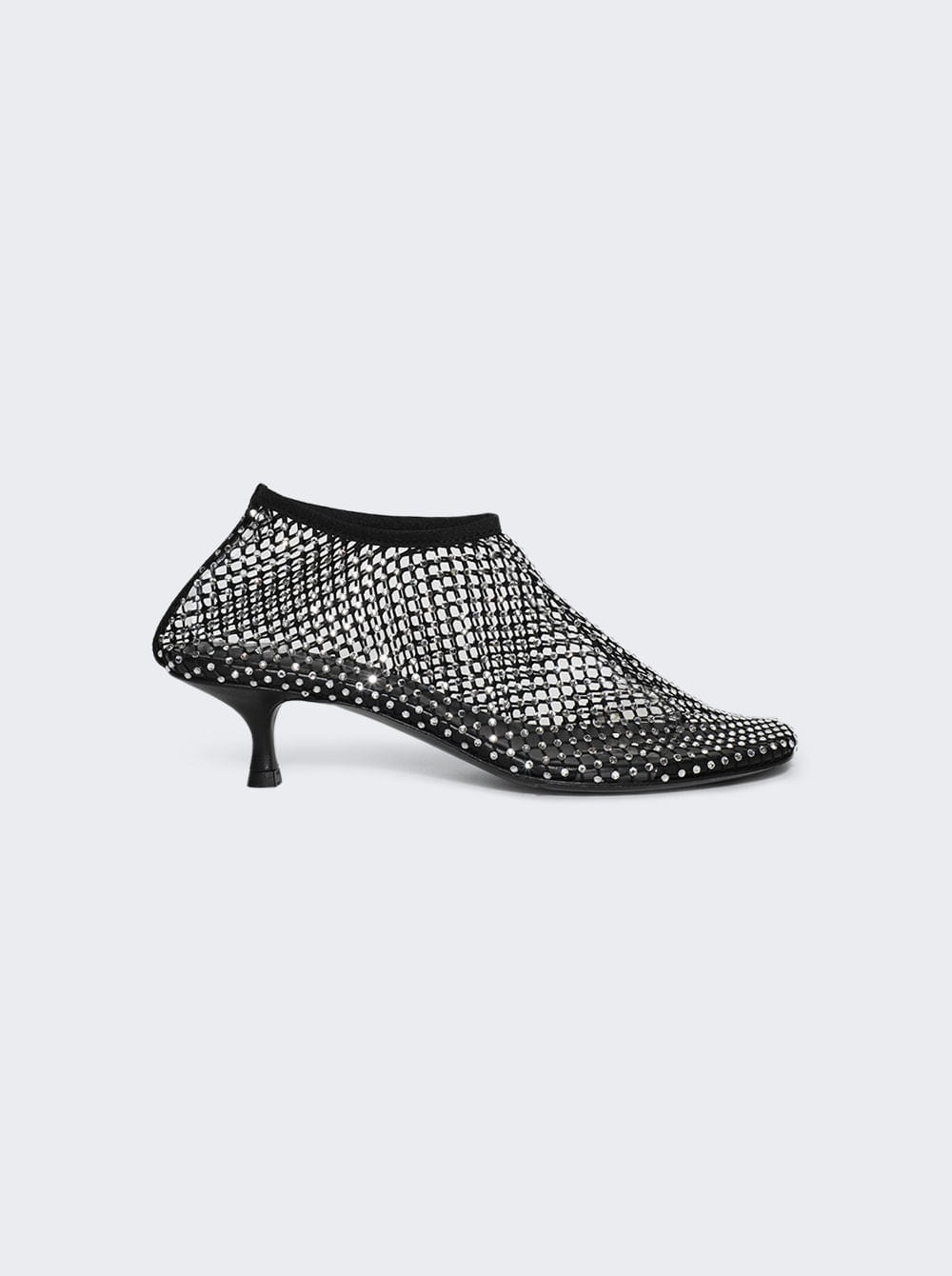 Minette Crystal Mesh Micro Heel - Black | SHOP BAZAAR