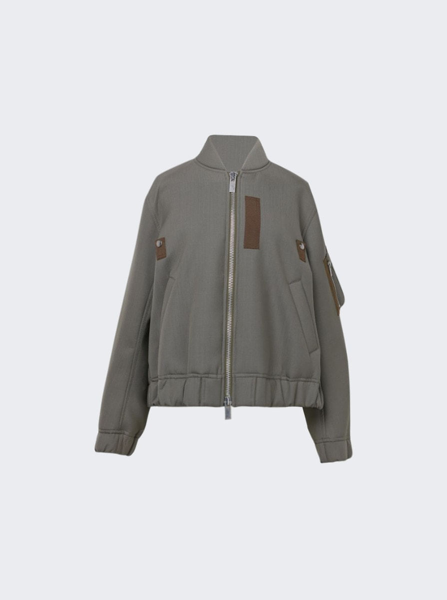 Suiting Bonding Bomber Jacket Taupe | SHOP BAZAAR