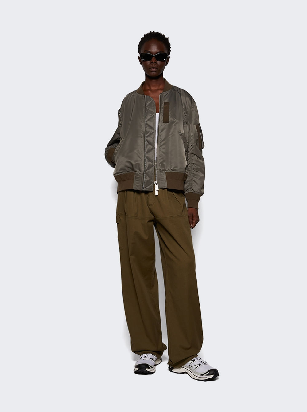 Suiting Bonding Bomber Jacket Taupe | SHOP BAZAAR