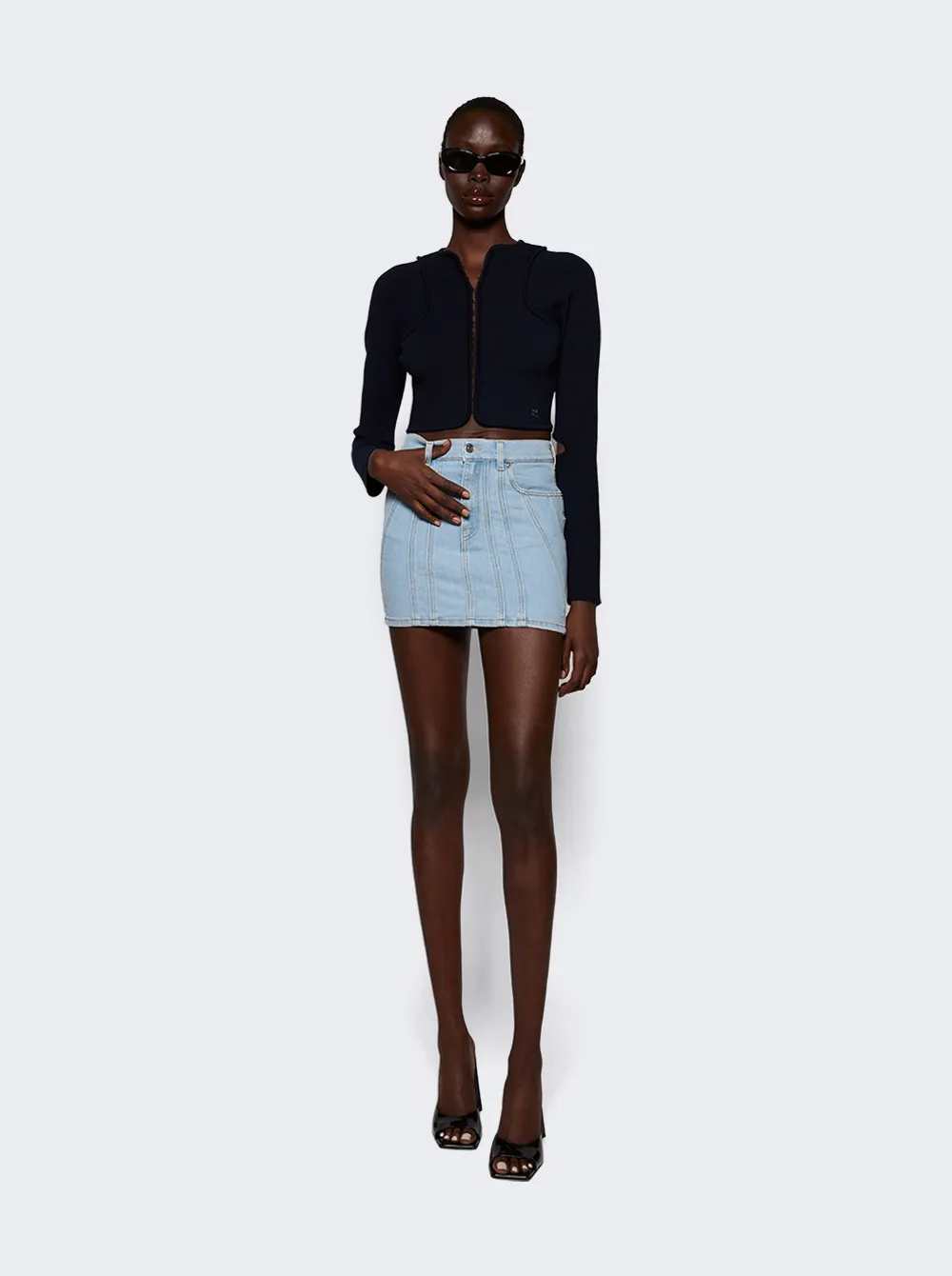 Scuba Cut Out Knit Cardigan Navy | SHOP BAZAAR