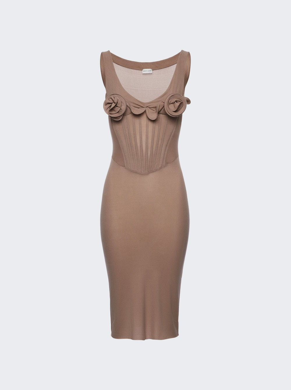 Rose Applique Dress - Beige | SHOP BAZAAR