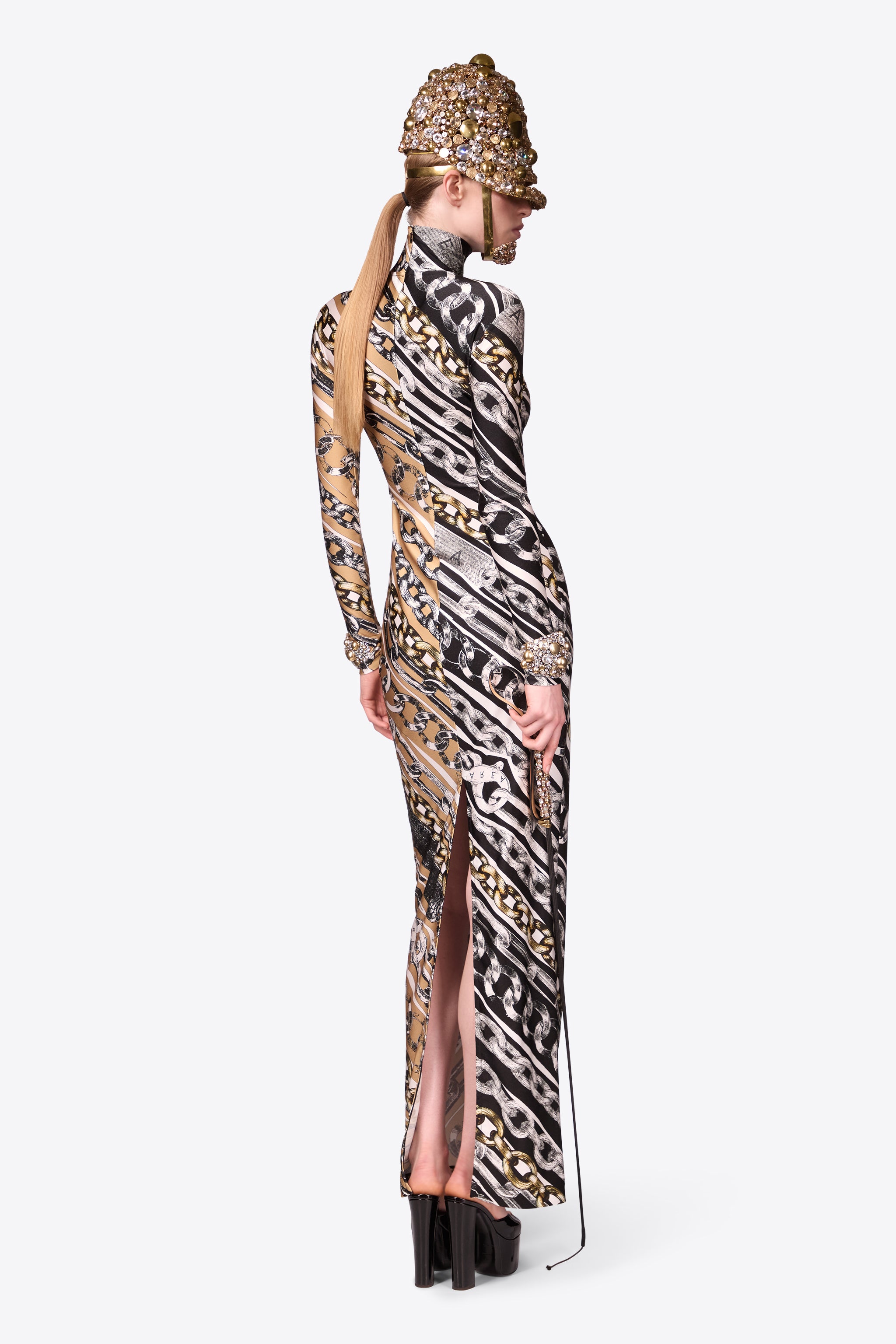 Chain Printed Long Sleeve Maxi Dress | SHOP BAZAAR
