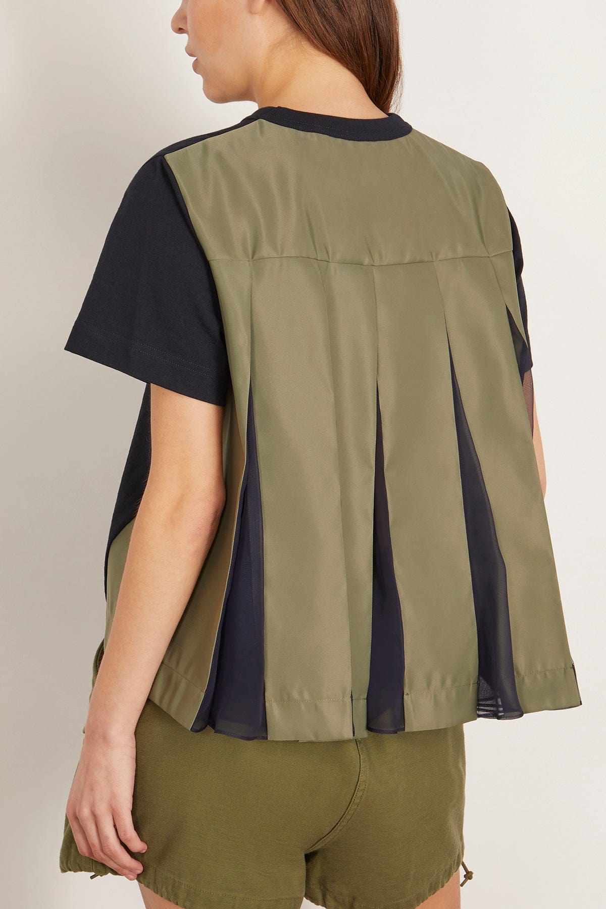 Nylon Twill X Cotton Jersey T-Shirt - Navy and Khaki | SHOP Nylon Twill X Cotton Jersey T-Shirt - Navy and Khaki | SHOP