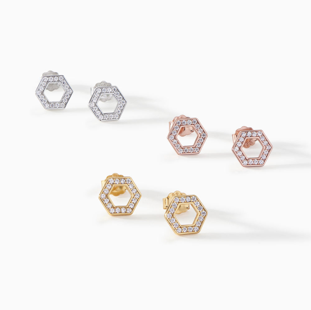 The Olivia Stud Earrings - Gold/White | SHOP BAZAAR